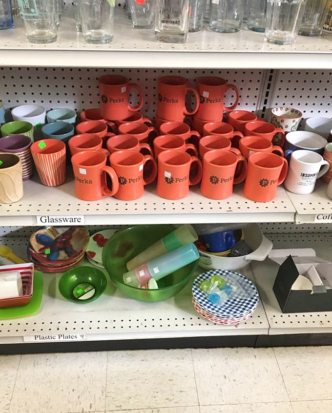 Mug collectors, brace yourselves! Those orange beauties are just waiting to become someone's favorite morning companion.