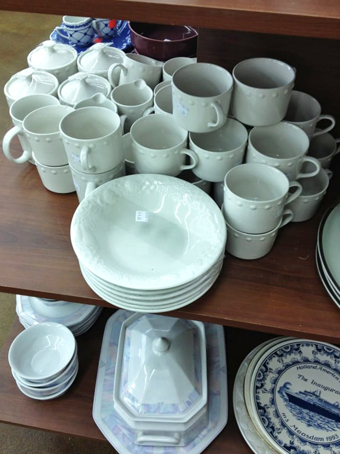 White dinnerware that proves you can host Thanksgiving without maxing out your credit card. One person's downsizing is your table's upgrade.