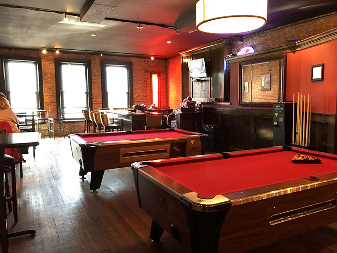 The lounge area proves Preston's understands that great burgers deserve proper leisure time, complete with pool tables for post-meal entertainment.