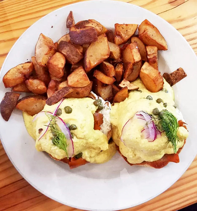 Vegan eggs Benedict that performs the impossible&mdash;capturing the essence of a brunch classic while adding its own plant-based poetry to the plate.