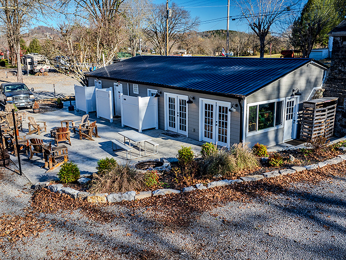 This cozy cottage with its inviting patio practically whispers, "Come sit a spell" &ndash; small-town charm with all the comforts of home.