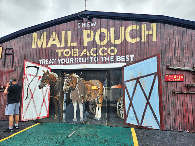The Mail Pouch Tobacco barn complete with life-sized horse display &ndash; a slice of Americana that feels straight out of a Norman Rockwell painting.