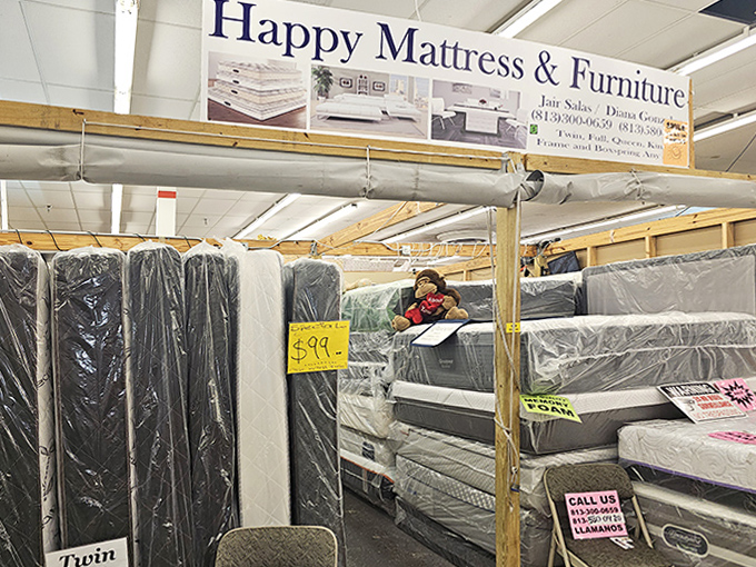 The mattress section—where dreams are sold by the inch and a good night's sleep doesn't require a second mortgage.