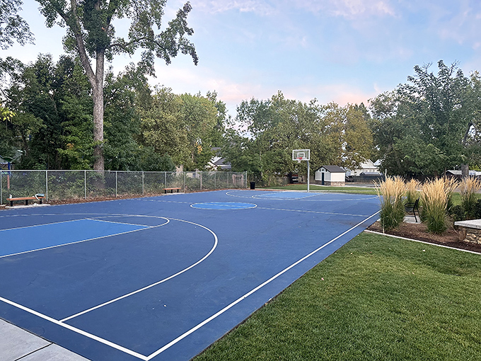 This pristine basketball court proves retirement in Grass Valley means staying active without fighting for court time like you would in urban parks.