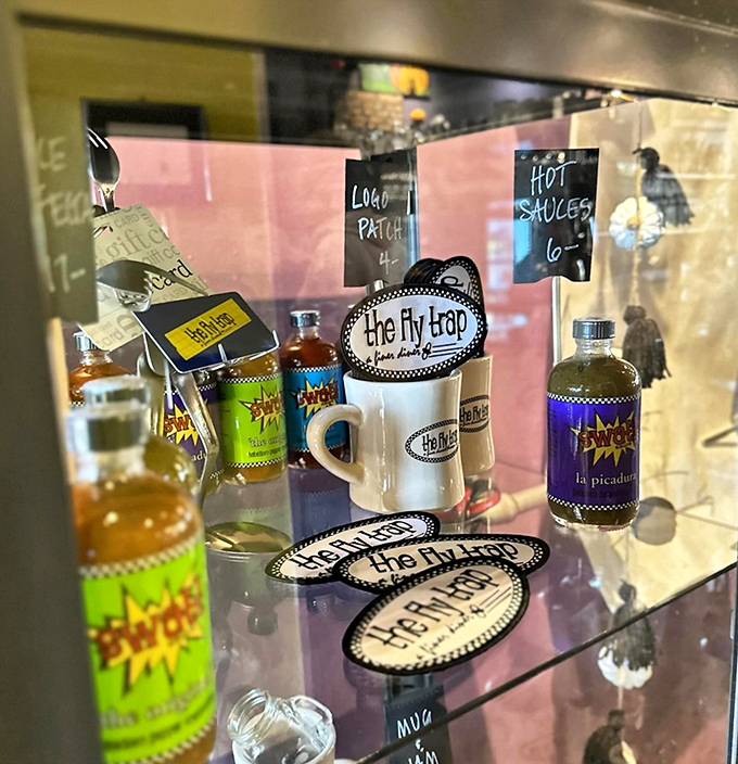 Hot sauce bottles and branded mugs aren't just merchandise&mdash;they're take-home talismans that let you bring a bit of Fly Trap magic home.