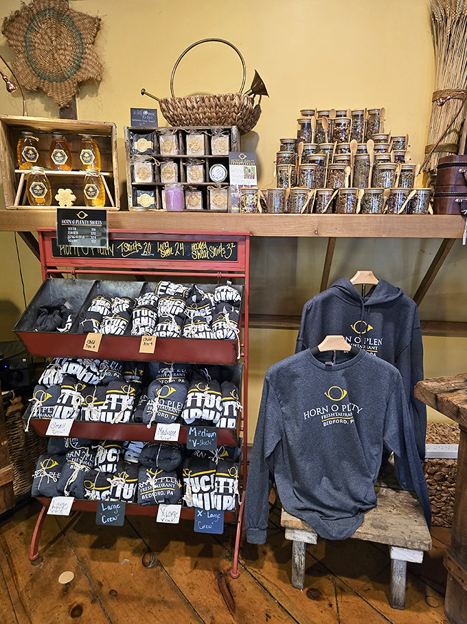 The ultimate souvenir: a jar of local honey or a Horn O' Plenty hoodie. Because the best vacation memories are the ones you can eat or wear.