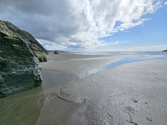 Moonstone Beach stretches endlessly, offering pristine sand and dramatic rock formations for perfect coastal wandering.