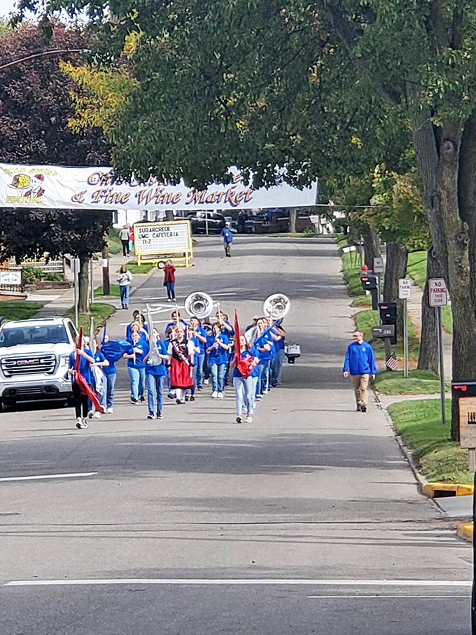 The Ohio Swiss Festival parade brings the community together with brass bands and blue uniforms, celebrating heritage with more enthusiasm than your last family reunion.