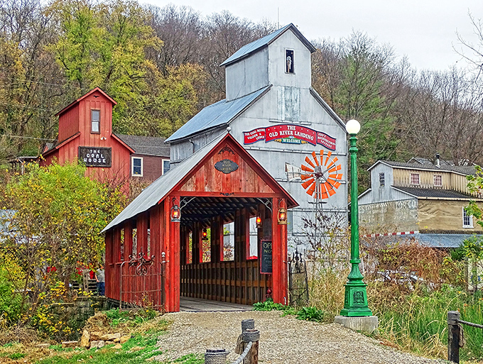 Old River Crossing's weathered red timber and rustic charm capture Weston's agricultural roots. This picturesque spot looks like it belongs on a vintage postcard.