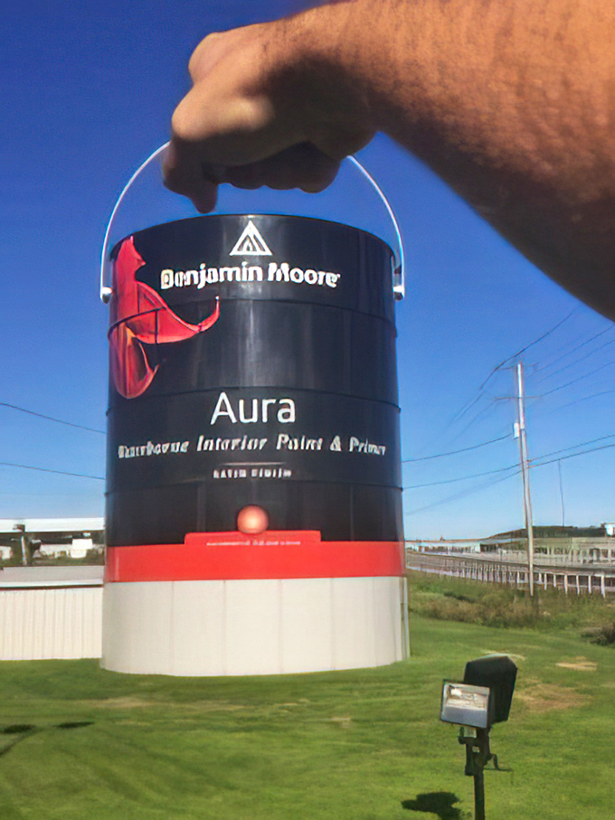 The ultimate optical illusion: a normal-sized paint can or a giant hand? In Shippensburg, reality gets a colorful twist.