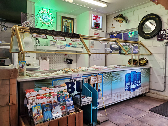 The seafood counter reveals the day's fresh catch&mdash;a glorious display that makes choosing just one item nearly impossible.