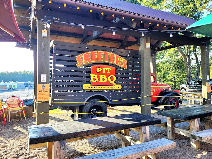 The outdoor dining area&mdash;where the smoker's siren song meets Pennsylvania sunshine for the perfect al fresco meat experience.