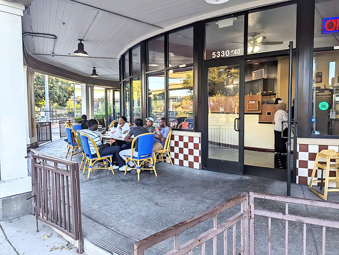Al fresco dining with a side of people-watching&mdash;those blue chairs have witnessed countless first-time diners become instant converts.