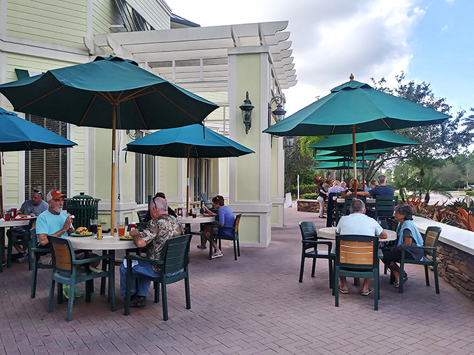 Outdoor seating that captures Florida's perfect weather days, where every table feels like the best seat in the house.