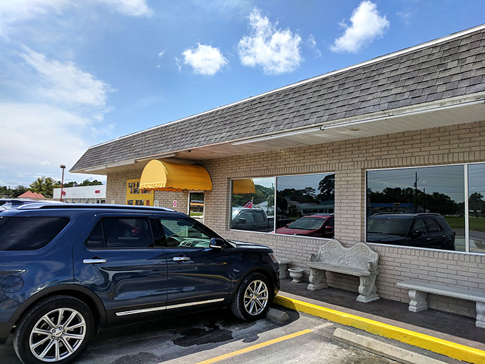 Even the exterior bench invites you to sit a spell, either in anticipation of what's to come or in recovery from what just happened.