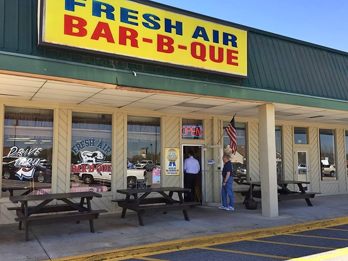 The other Fresh Air location sports a bright yellow sign&mdash;same legendary BBQ, different wrapper. Like finding your favorite band playing a second venue.