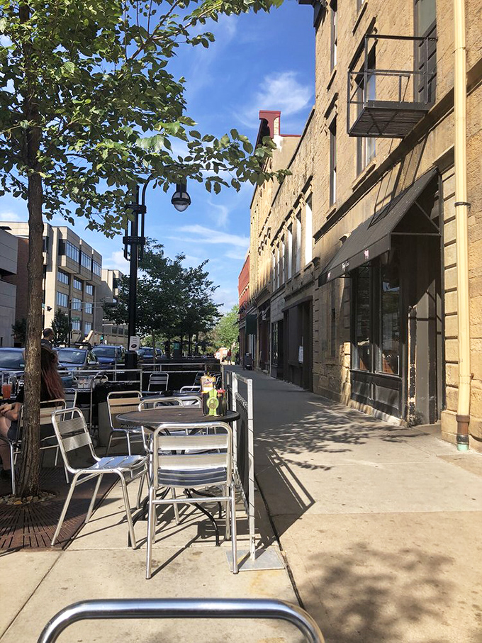 When Wisconsin weather cooperates, sidewalk seating transforms Main Street into your personal dining room with urban views.