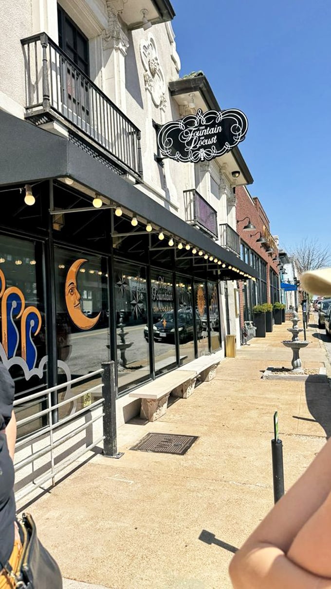 The sidewalk view offers a tantalizing preview of the wonderland within—like peeking at the first page of a great novel.