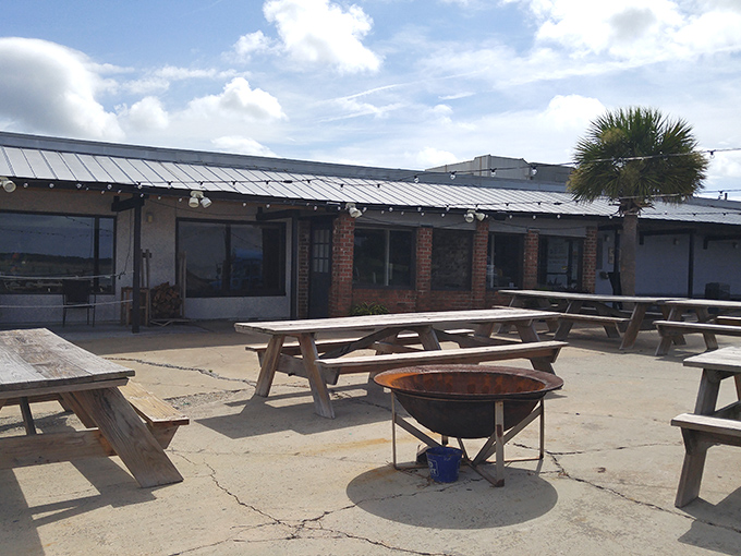 The outdoor patio offers a no-frills spot to enjoy the coastal breeze. Sometimes the best seasoning is simply being seaside.