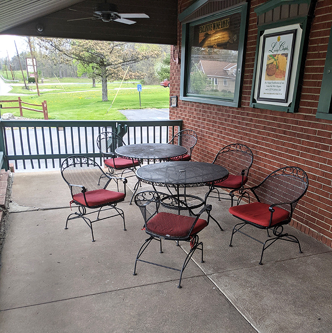 The outdoor seating area offers fresh air and people-watching opportunities while you contemplate which cut of beef will soon be yours.