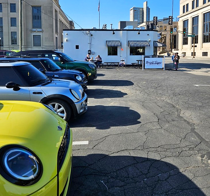 The parking lot fills with vehicles from all walks of life &ndash; luxury cars next to work trucks &ndash; because great burgers are the ultimate social equalizer.