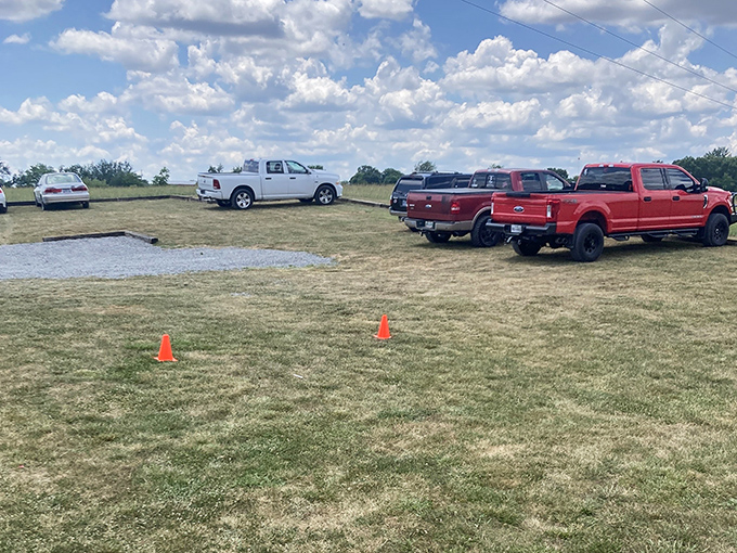 The humble parking area fills quickly during October's peak season when ghost hunters and thrill-seekers descend on Adams in droves.