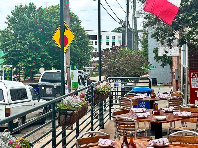 The streetside patio offers front-row seats to downtown Raleigh life, with the added bonus of barbecue aromas wafting through the air.