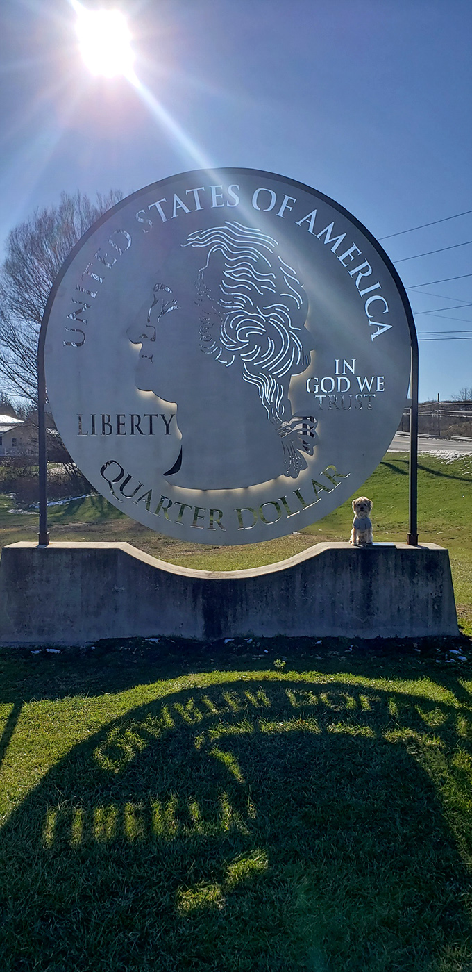 Even pets deserve their moment with America's most photogenic piece of oversized legal tender, clearly.