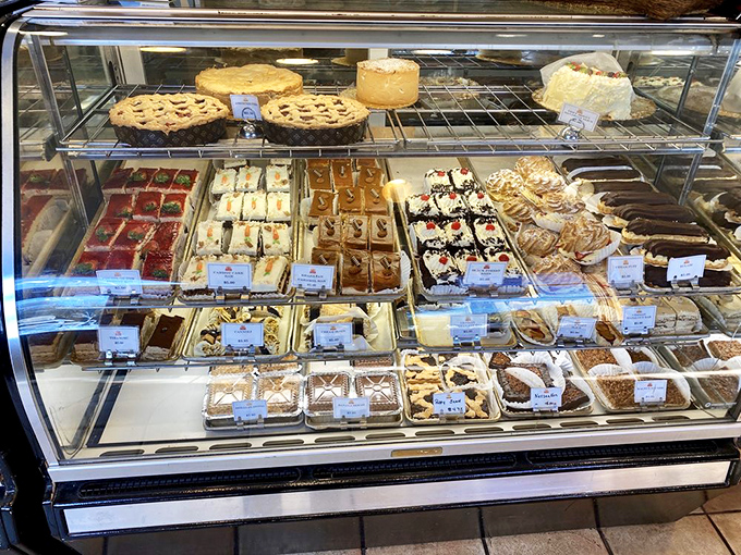 This dessert display case is basically edible art gallery featuring traditional German sweets and tempting treats.