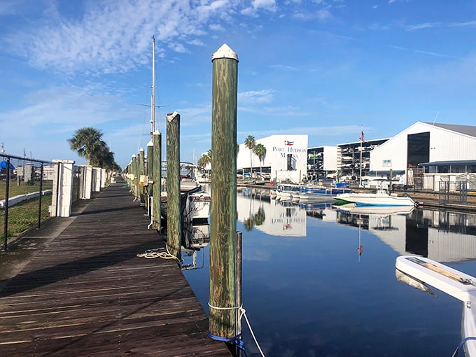 Port Hudson Marina's wooden walkways and still waters offer peaceful moments that no meditation app could ever replicate.