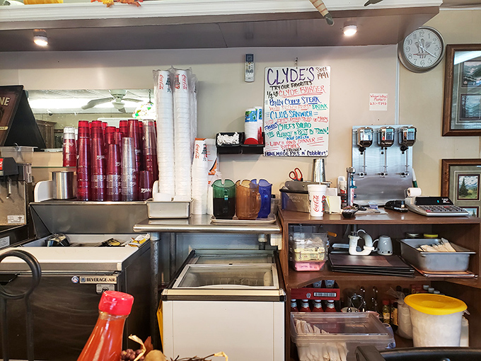Behind every great meal is a prep station where the magic happens. This is Clyde's engine room, where cheesesteak dreams become delicious reality.