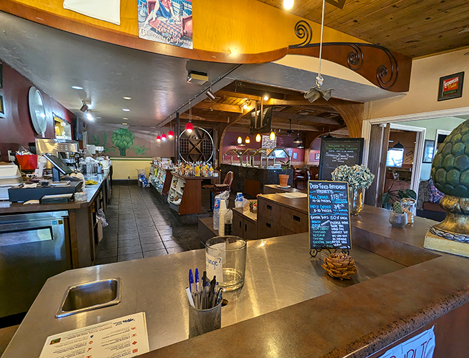 A glimpse behind the scenes where artichoke dreams come true. The prep station stands ready for the next wave of hungry travelers.