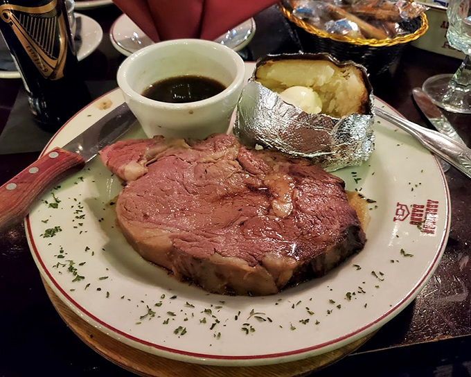 Prime rib that's been slow-roasted to such tender perfection it practically surrenders to your fork. The au jus isn't just sauce&mdash;it's liquid gold for beef enthusiasts.