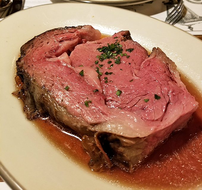Prime rib so perfectly cooked it makes you wonder if the chef has some sort of meat telepathy—juicy, tender, and unapologetically carnivorous.