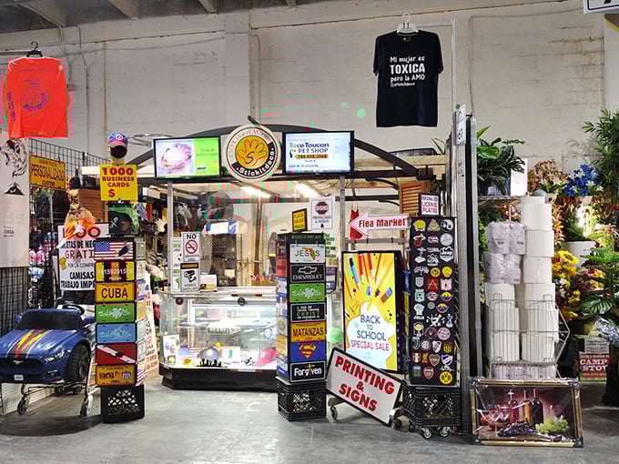 Custom printing stall ready to immortalize your thoughts on everything from t-shirts to coffee mugs - permanently.