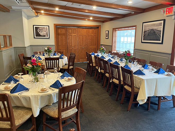 Private dining rooms that make special occasions feel truly special, with floral touches adding pops of celebratory color.