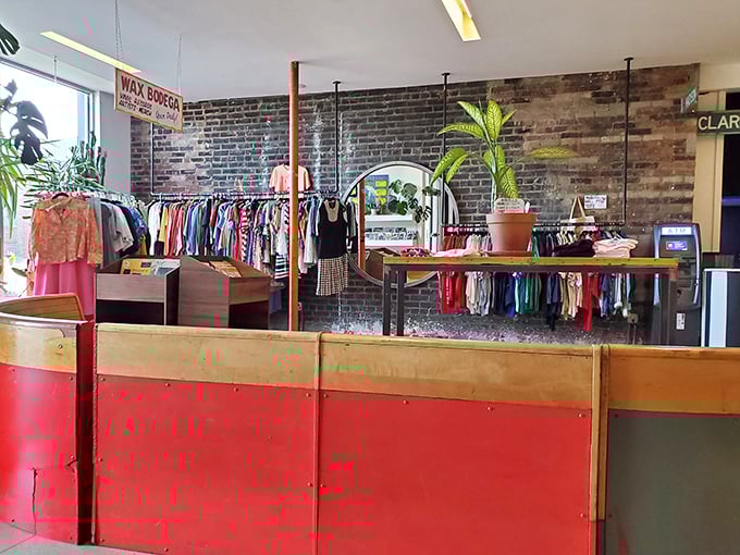 Not just a bowling alley—Mahall's houses a vintage clothing shop where retro fashion finds new life among exposed brick and potted plants.