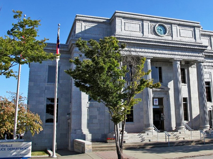 Reidsville's Police Department building stands as a testament to civic architecture when government buildings had gravitas and impressive columns.