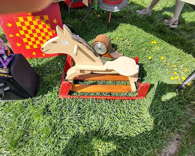 This vintage rocking horse isn't horsing around &ndash; it's waiting for a new generation of little riders to gallop through imaginary Wisconsin prairies.