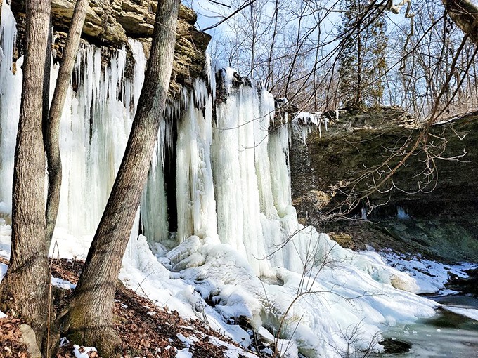 Winter's artistic side revealed as the falls transform into a magnificent ice sculpture gallery that would make even Elsa jealous.