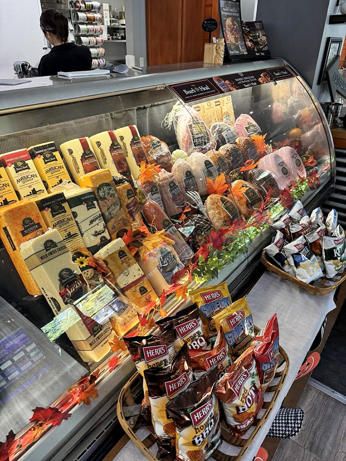 This deli case isn't just stocked&mdash;it's curated. Cheeses, meats, and seasonal decorations create a display that's practically begging to come home with you.