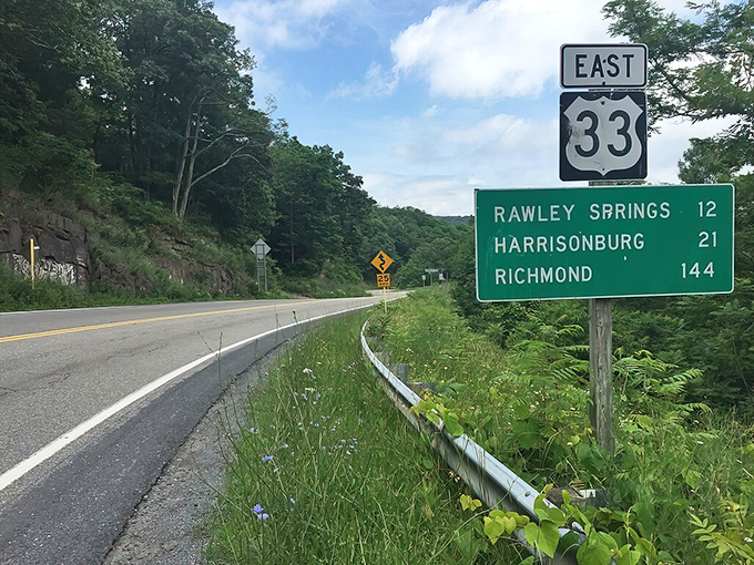 East Route 33 signage points toward adventures beyond state lines. The road trip possibilities from southeastern Ohio seem endless.