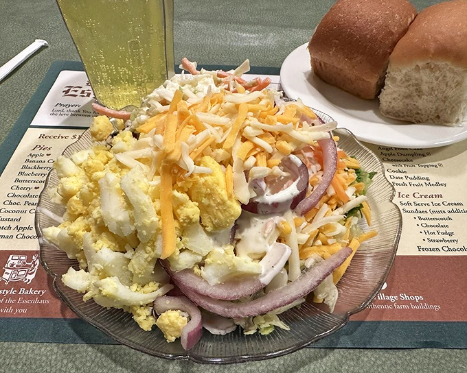 This isn't just a salad&mdash;it's a carefully engineered tower of cheese, egg, and vegetables that somehow makes rabbit food exciting.