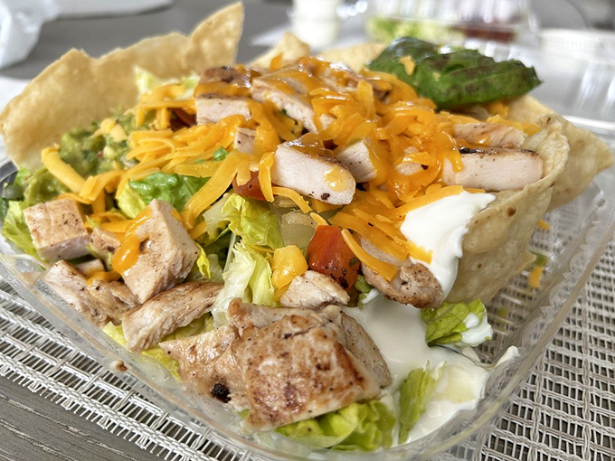 Even their salads mean business. This taco salad bowl proves that vegetables can party too, especially when invited to a fiesta of flavors.