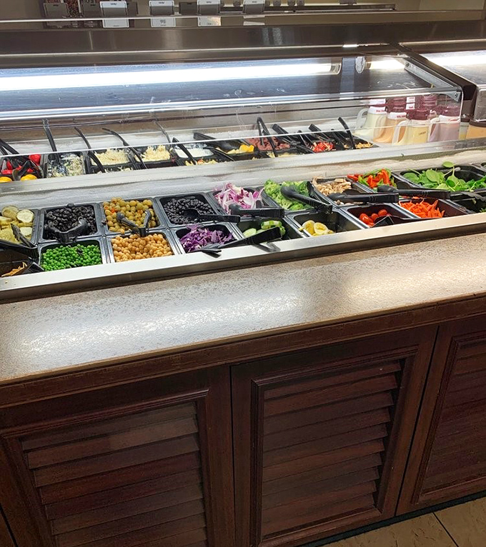 A salad bar that proves vegetables can be exciting when they're this fresh and colorful.