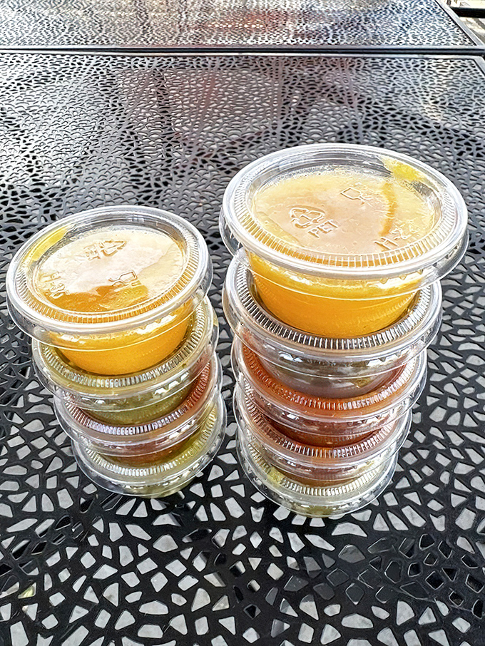 These stacked salsas aren't just condiments; they're liquid treasure chests waiting to transform whatever lucky dish they meet.