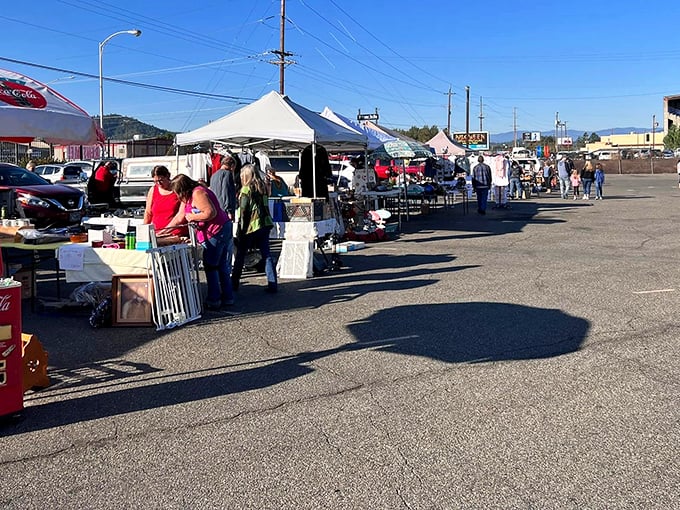The outdoor vendor row &ndash; where sunshine, bargains, and the gentle art of haggling create the perfect weekend morning trifecta. 