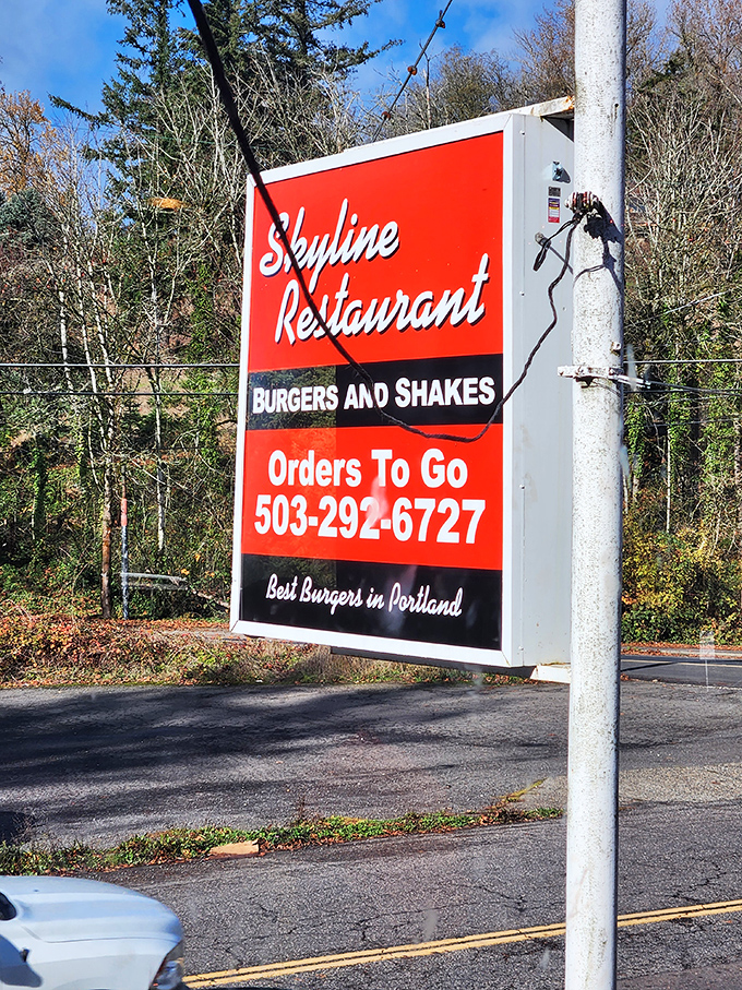 The roadside beacon that's guided hungry travelers for generations, making the bold claim "Best Burgers in Portland" that locals know isn't just marketing hype.