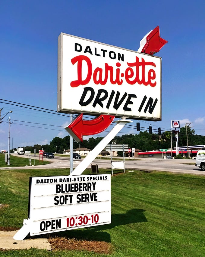 That iconic sign with its red arrows points the way to blueberry soft serve nirvana&mdash;like a neon lighthouse guiding hungry travelers home.