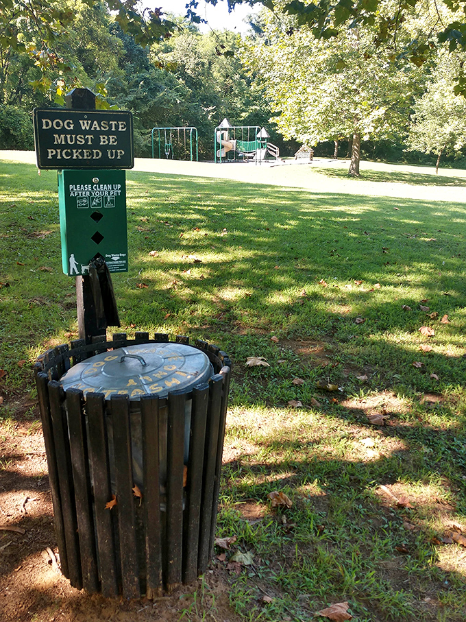 Even in paradise, someone has to pick up after the dogs. Civilization's thin line between wilderness and well-kept grounds.